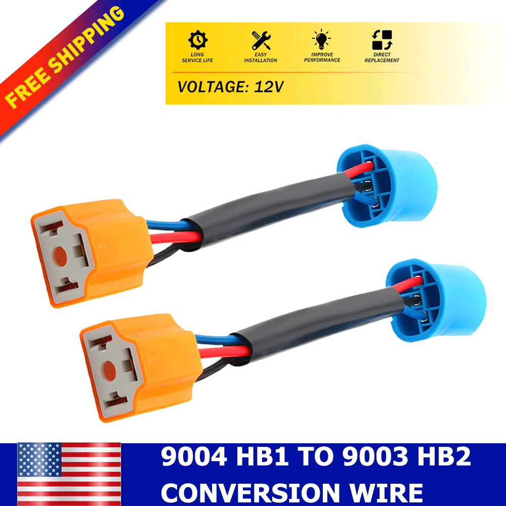 Conversion Wire 9004 HB1 To 9003 HB2 Two Harness Headlamp Bulb Adapter ...