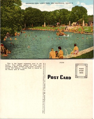 Swimming Pool Landa Park New Braunfels Texas Postcard | eBay