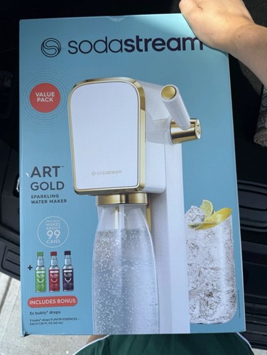 SodaStream Art Gold Soda Maker with Bubbly Flavors Bundle NEW White ...