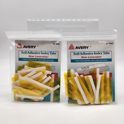 Avery Insertable Index Tabs with Printable Inserts Yellow Tab 25Pack ...