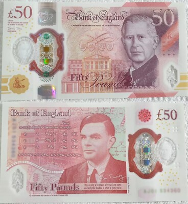 UK King Charles III UNC Polymer Plastic Bank of England £50 Fifty Pound ...