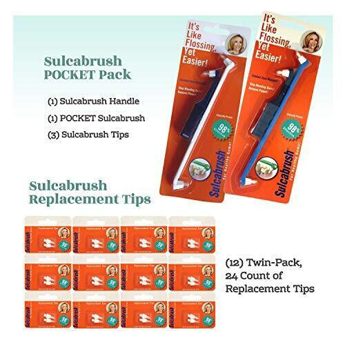 Sulcabrush Pocket Pack of Manual Toothbrush with Handle and 3 Tips ...
