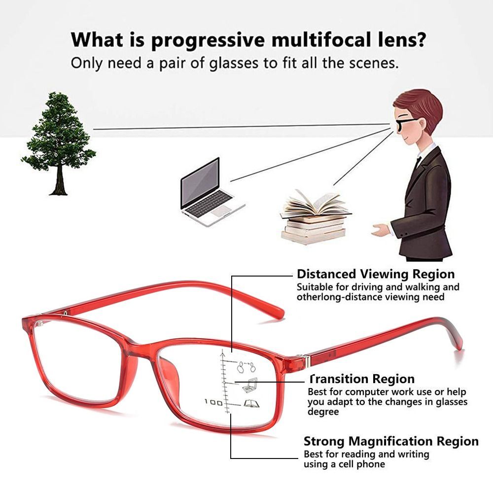 Anti-Blue Light Progressive Multifocal Ultra Light Glasses Reading ...