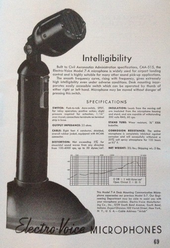 1943 AD(K11)~ELECTRO-VOICE MICROPHONES MODEL 7-A DESK MOUNTING ...