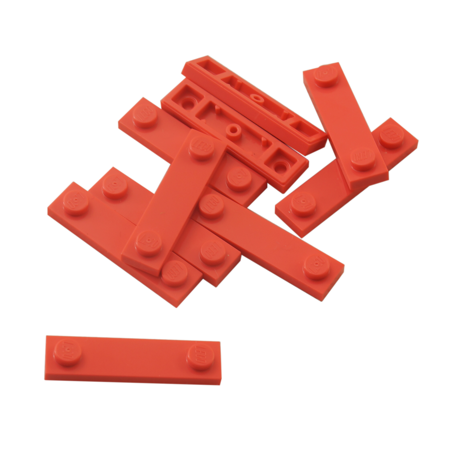 10 NEW LEGO Plate, Modified 1 x 4 with 2 Studs with Groove Coral | eBay