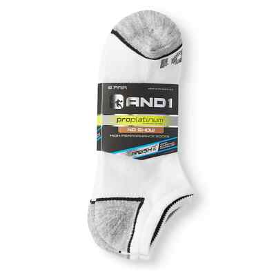 AND1® Men's Pro Platinum No Show Socks 6-Pack " FRESH~HIGH PERFORMANCE ...