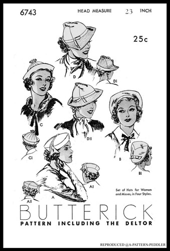 BUTTERICK 6743 Pattern BERET Hat 1930's UNPRINTED | eBay