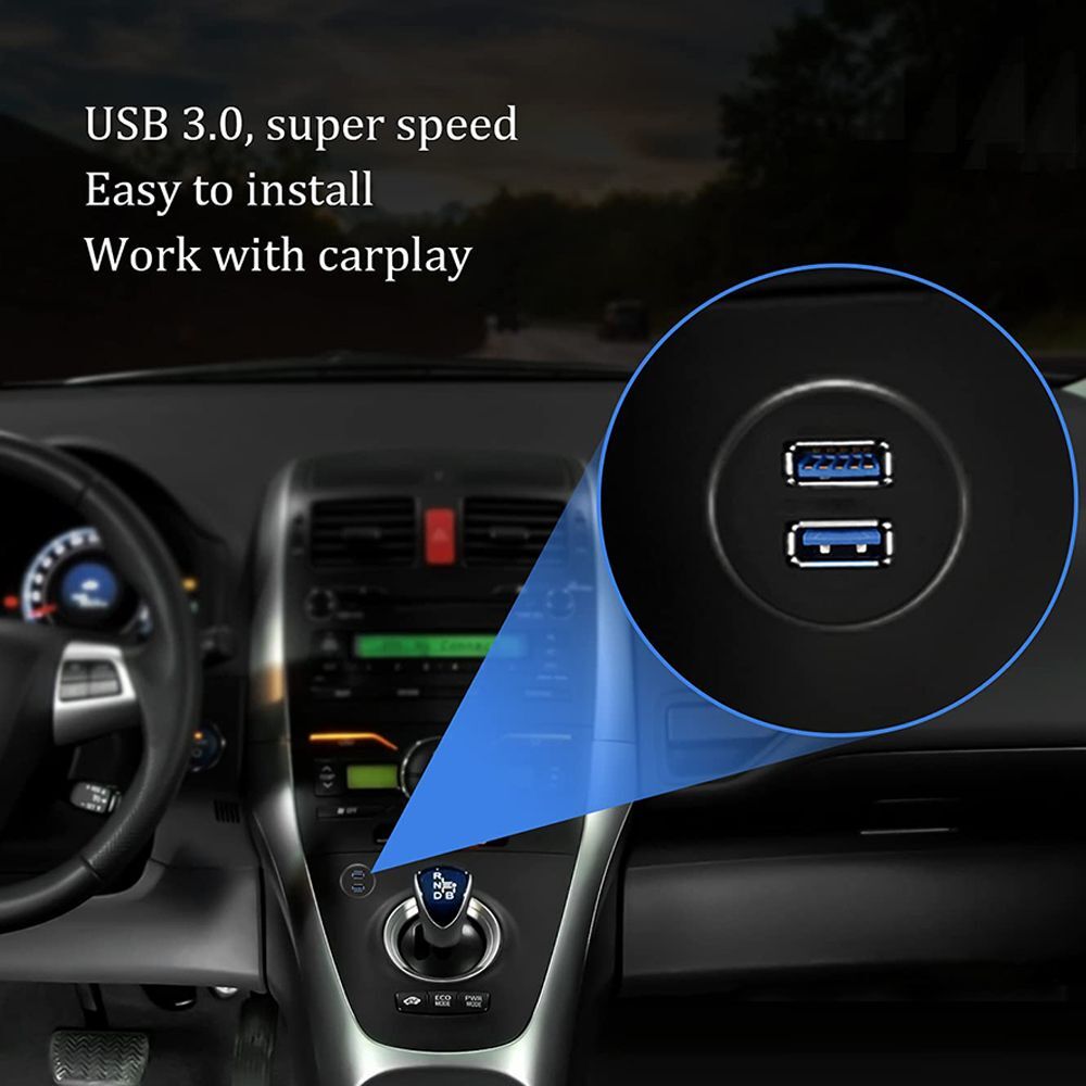 Dual Ports Waterproof Car Dashboard Panel Flush Mount USB 3.0 Extension ...