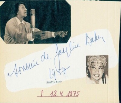 Josephine BAKER (Jazz): Original Hand Signed Paper Autograph 1957s | eBay