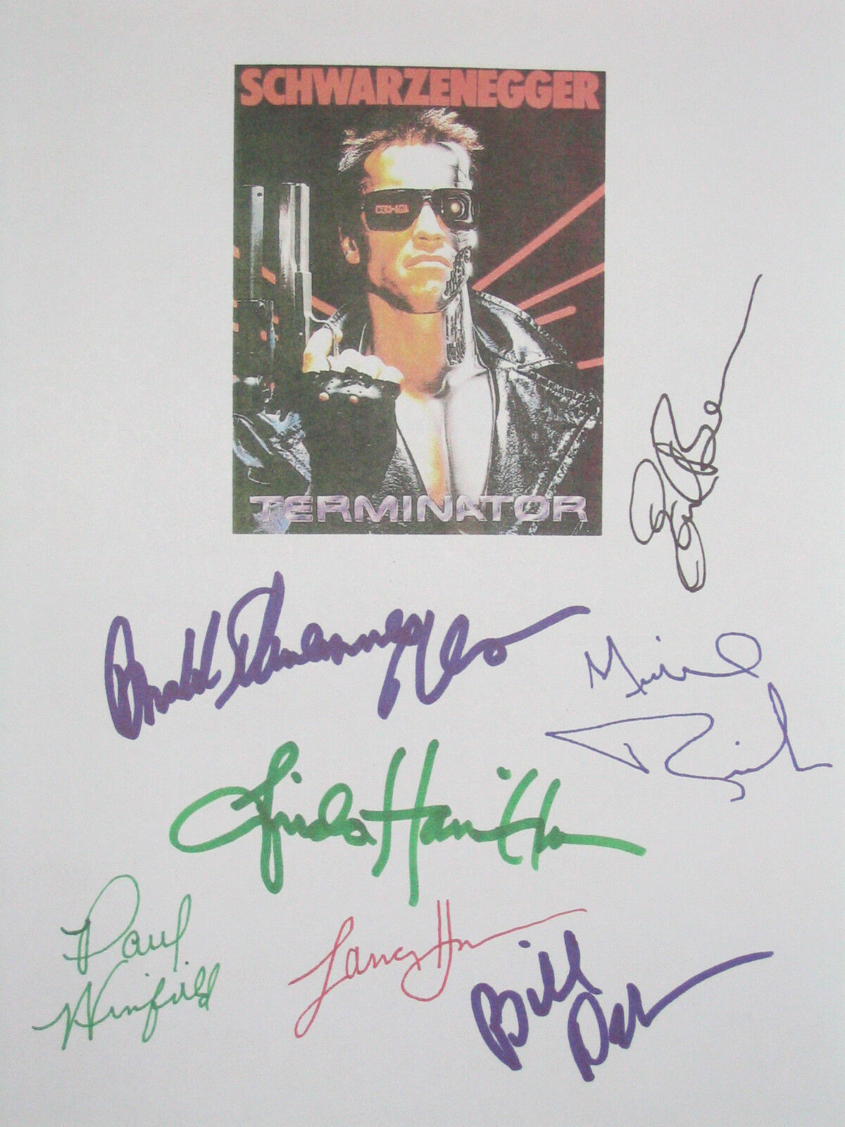 Terminator Signed Movie Script X7 Arnold Schwarzenegger Bill Paxton ...