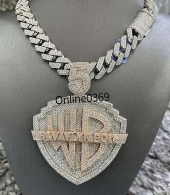 Men's Custom WB Pendant 3 Inch with 15mm x 20" Cuban Chain Moissanite ...