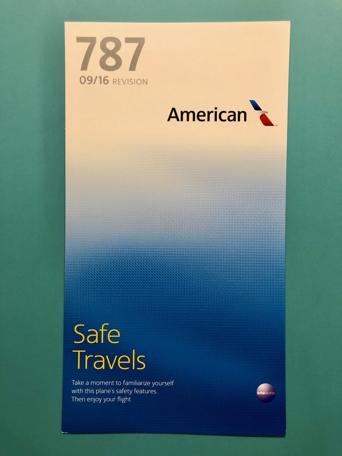 AMERICAN AIRLINES SAFETY CARD--787 | eBay
