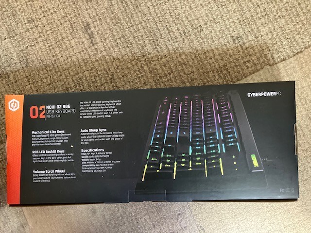 New, Never Used CYBERPOWER P.C. Nohi 02 RGB USB Keyboard KN-161-104 ...