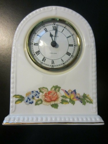 Vintage Aynsley Fine Bone China table top Clock England 5.125" x 4" x 1 ...