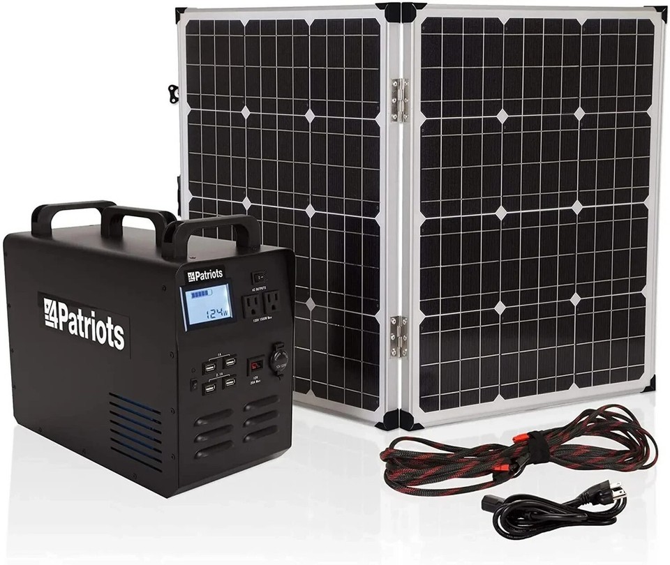PATRIOTS 1500W Solar Power Generator + 100W Solar Panel - Portable ...