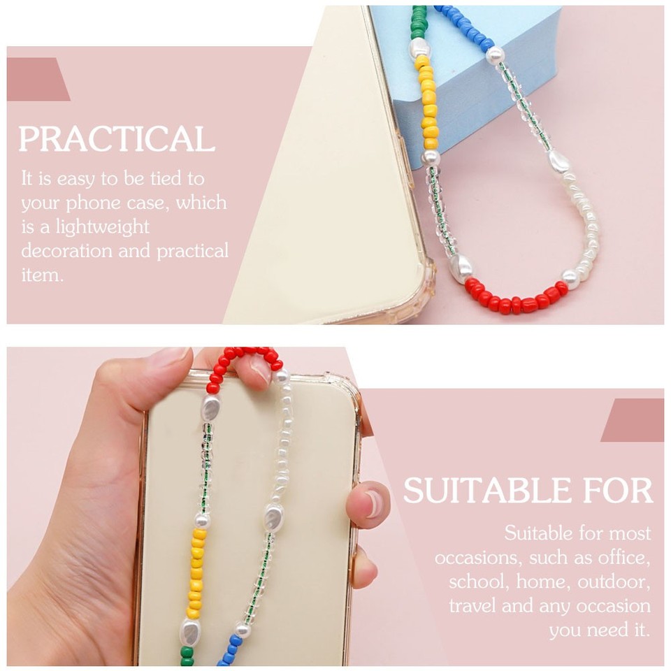 2 Pcs Phone Strap Wrist Anti Theft Beaded Anti-lost Lanyard Chain ...