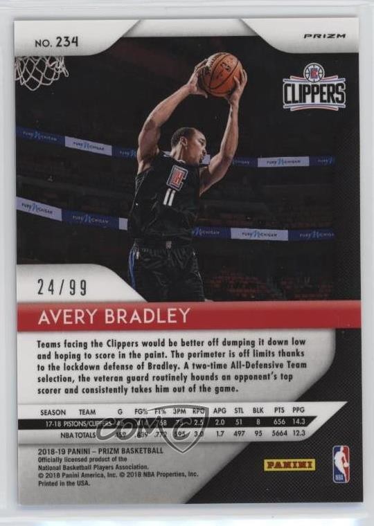 2018-19 Panini Prizm Blue Ice Prizm /99 Avery Bradley #234 | eBay