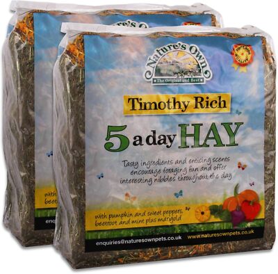 Timothy Rich 5 A Day Hay 2 x 1kg Animal Pet Food Nature's Own ...