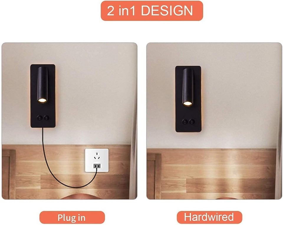 LED wall lamp and reading light two-in-one multifunctional 2 Pack ...