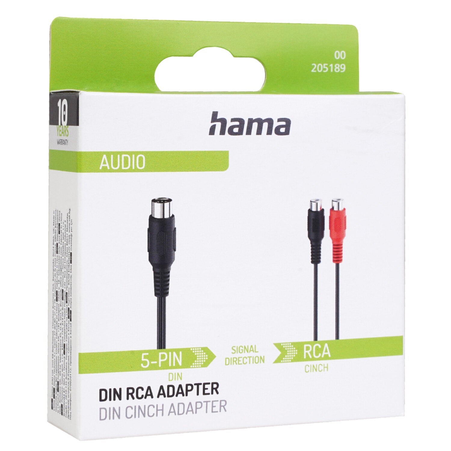 Hama Adapter Cinch auf DIN 5 pol DIN-Stecker zu 2x Cinch-Buchse Chinch ...