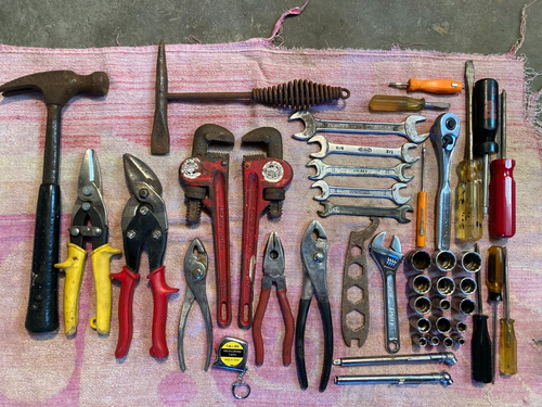 Mixed Hand Tool Lot Ratchet Sockets Pipe Wrenches Screwdrivers Hammers ...