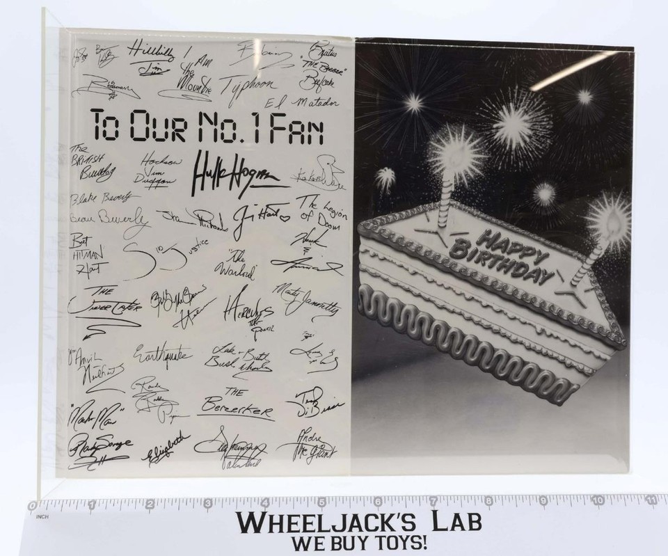 WWF RARE Birthday Card 1991 Superstars Signed Facsimile Hogan Savage ...