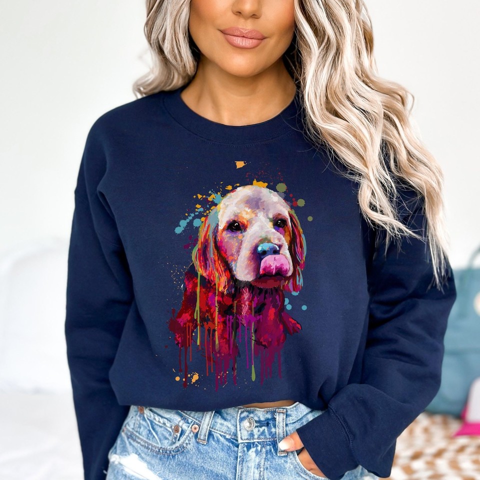 Splash color Cocker Spaniel dog Unisex Crewneck Sweatshirt Abstract pet ...