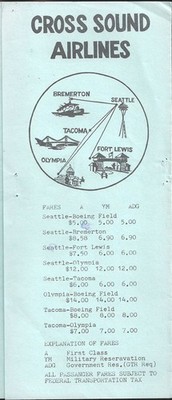 Cross Sound Airlines system timetable c early 70s | eBay