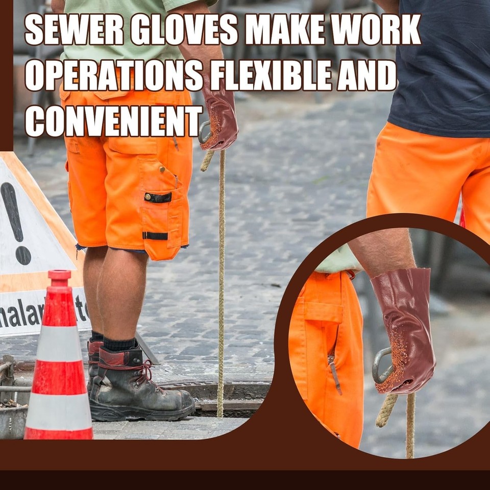 4 Pairs Sewer Snake Gloves Non Slip and Reusable PVC Sewer Abrasion ...