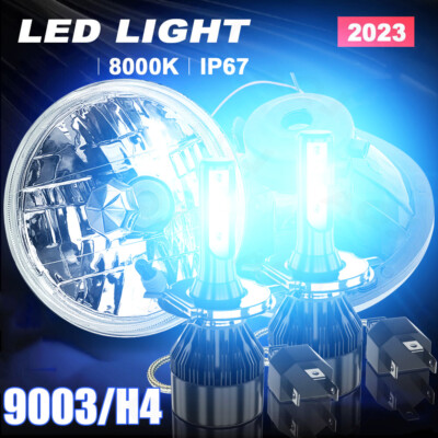 7" Round Led Headlight High-Low Beam H4 for Chevrolet Chevy II/Nova ...