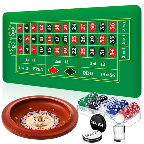 Roulette Wheel Game Set Include 11'' Solid Wood Roulette Wheel 35" x 16 ...
