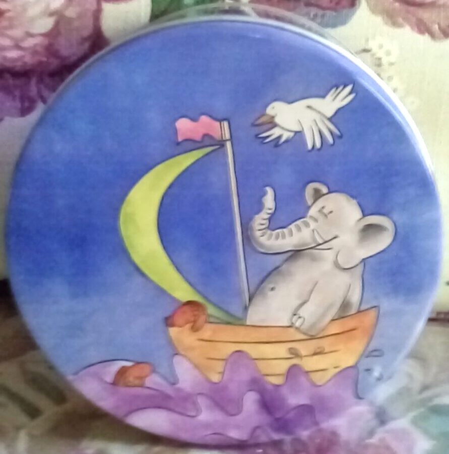 K S/H SMALL EMPTY TIN ELEPHANT TIN EMPTY TOP CHOICE ELEPHANT IN A BOAT ...