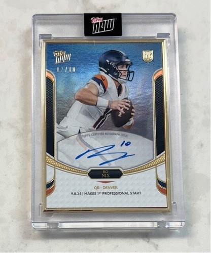 2024 Topps Now Rookie Campaign Bo Nix RC Auto /10 Gold Framed Denver ...
