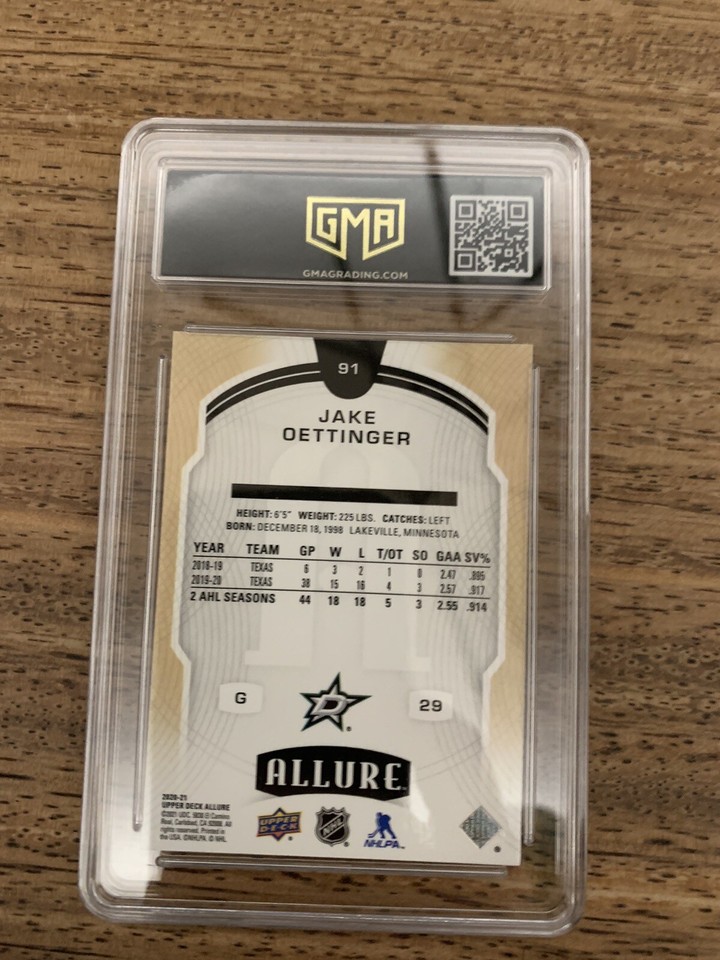 2020/21 UPPER DECK U.D. ALLURE CARD JAKE OETTINGER ROOKIE RC GMA 9 Mint ...