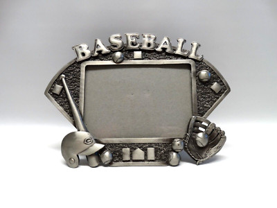 Pewter Baseball Themed Picture Frame Home Plate Shaped w/Baseball ...