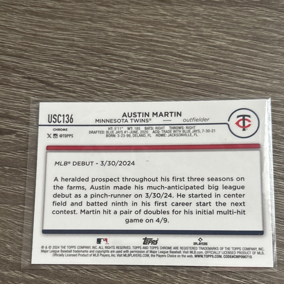 2024 Topps Chrome Update Series - Austin Martin Rookie Debut #USC136 ...