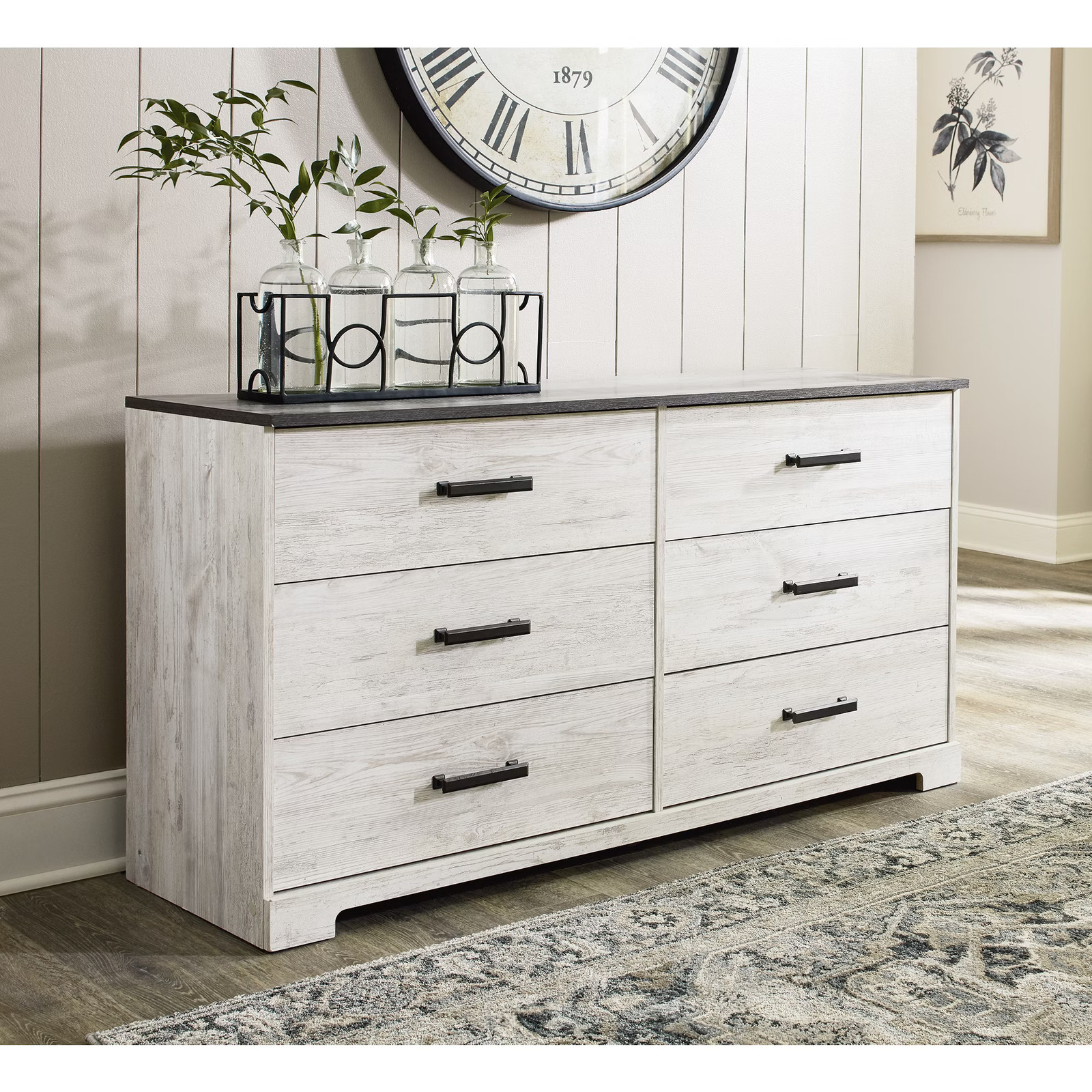 Signature Design by Ashley Casual Shawburn Dresser, Whitewash/Charcoal ...