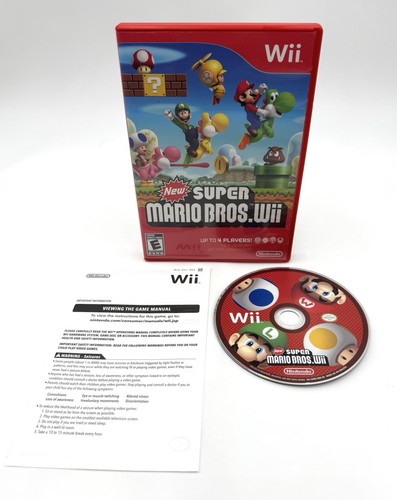 New Super Mario Bros. Wii (Nintendo Wii, 2009) Disc, Case, & Insert ...