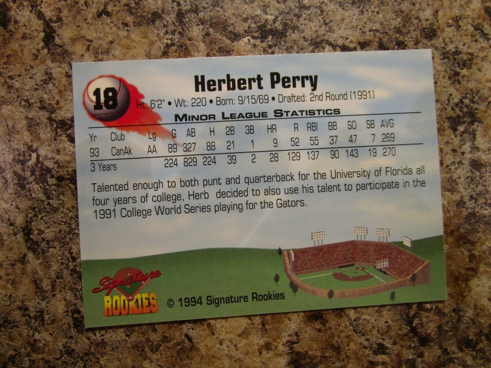 1994 SIGNATURE ROOKIES BASEBALL # 18 HERBERT PERRY AUTOGRAPHED CARD | eBay