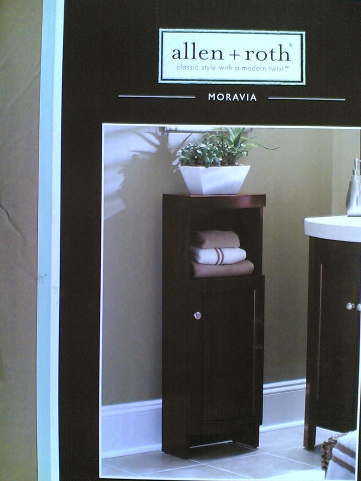 NIB: Nice Sable-Finish Mini Tower Wood STORAGE CABINET 14"W x 38"H x 8 ...