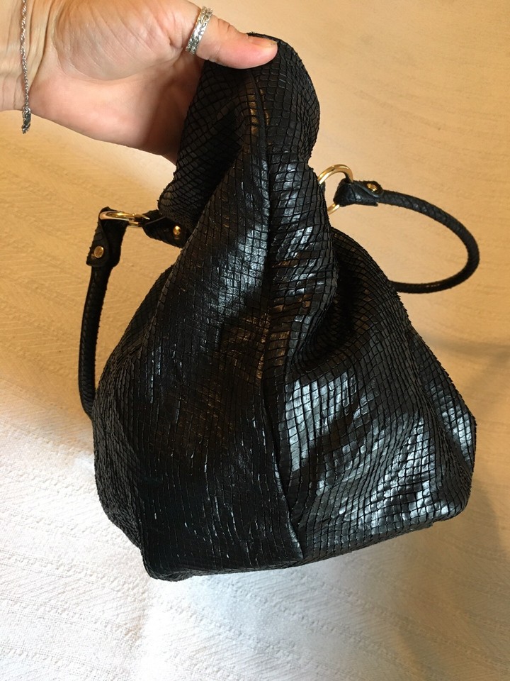 JENRIGO Black Snake Textured Leather Large Tote Bag Purse-MINT | eBay