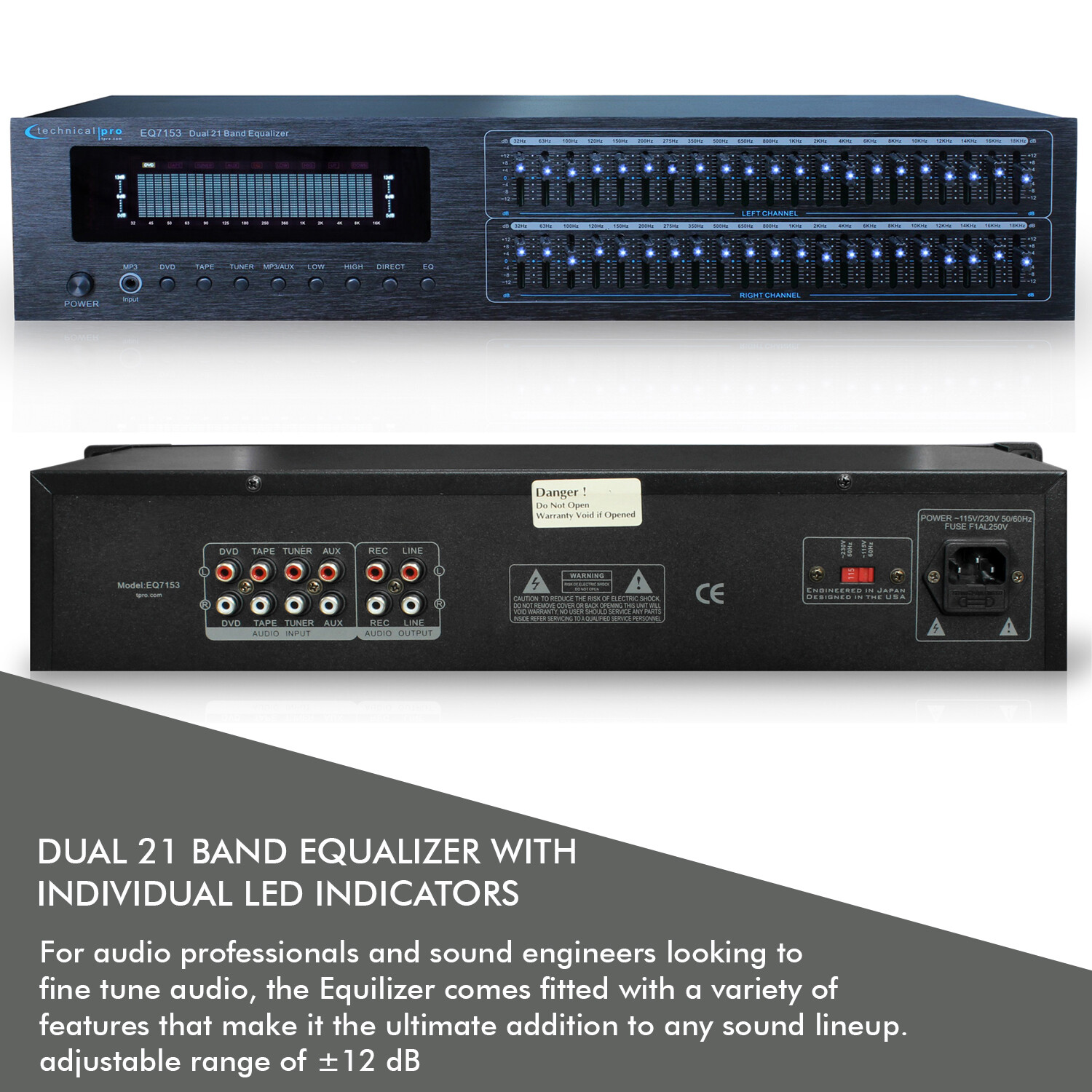 New Technical Pro Dual 21 Band Professional Stereo Equalizer with LED ...