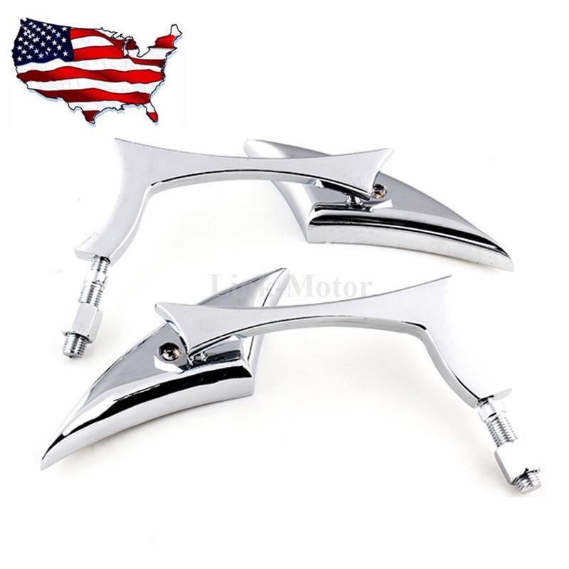 2x Chrome Blade Motorcycle Side Mirrors For Harley Touring Chopper ...