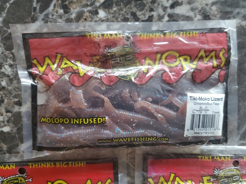 (7 BAGS) NEW WAVE WORMS TIKI CRAWDUDE MOKO LIZARD TIKI LOBSTER SWIRL ...