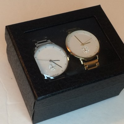 QRTZ Ladies' watches set of 2 metal link gold & silver tone NEW in box ...