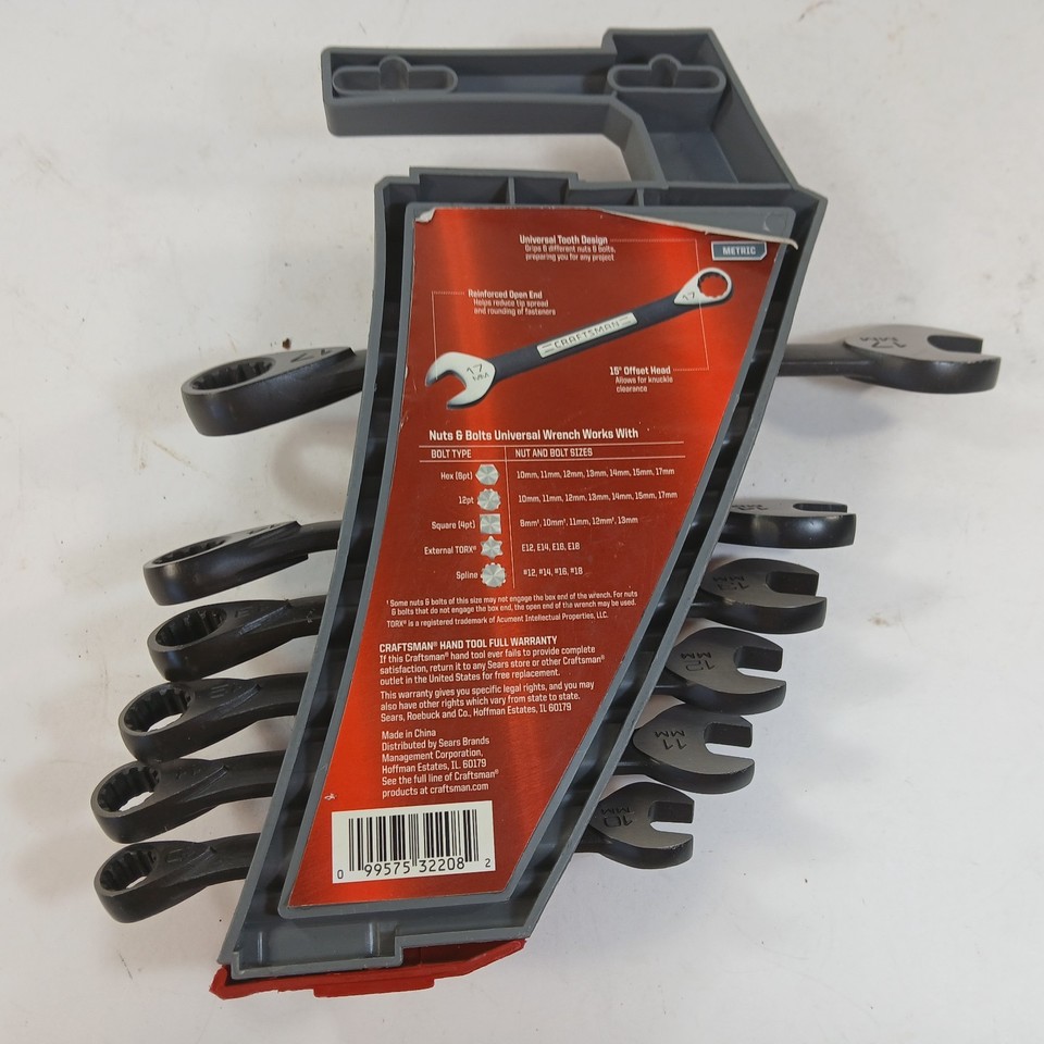 Craftsman Metric 7 Pc. Universal Combination Wrench Set Spline 9-14019 ...