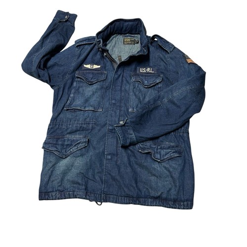 Polo Ralph Lauren Men's Blue Denim USA Patch Stow Away Hood Field ...
