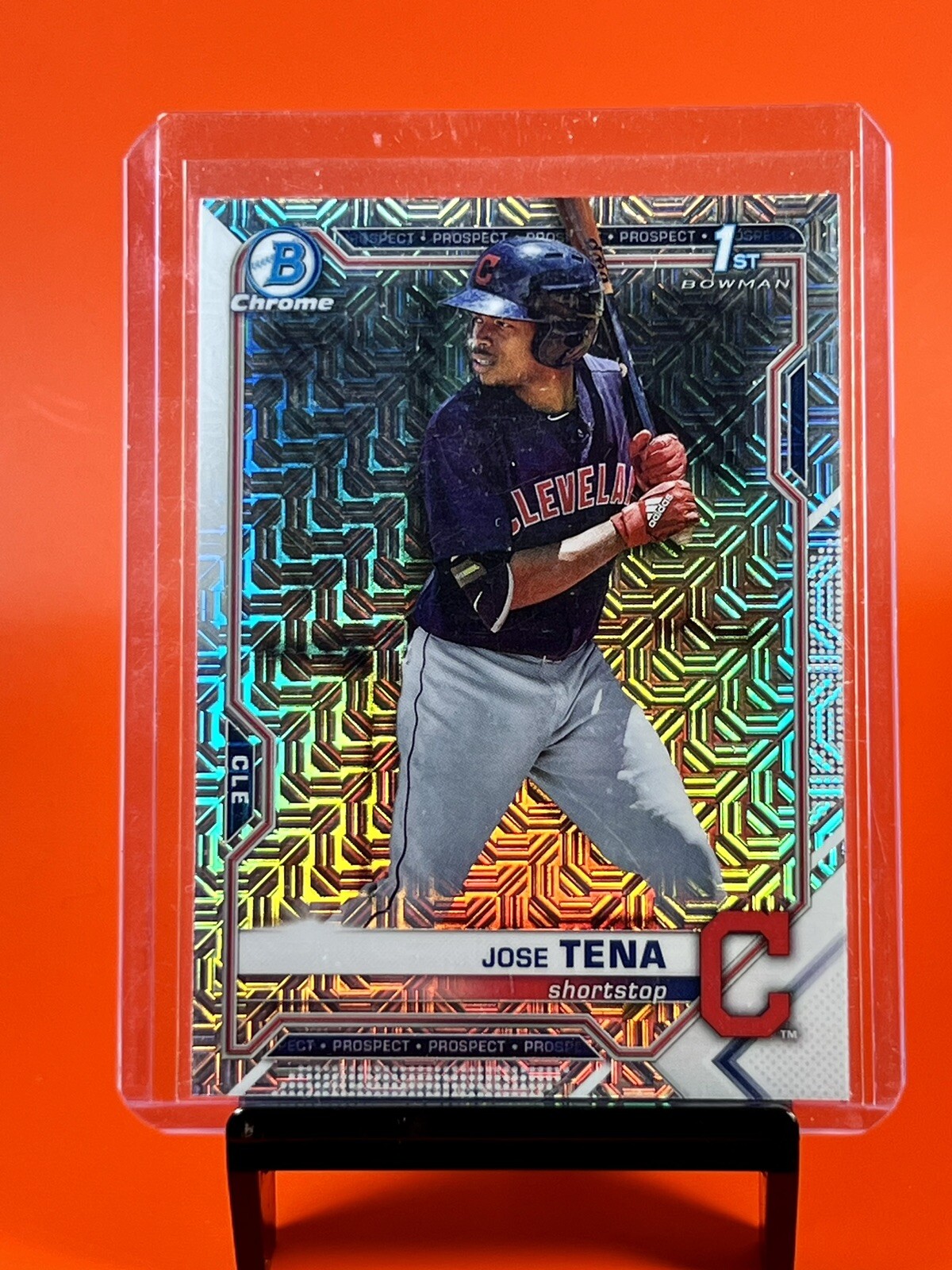 2021 Bowman Chrome Jose Tena 1st Bowman Mojo Refractor #BCP-128 CLE (A ...