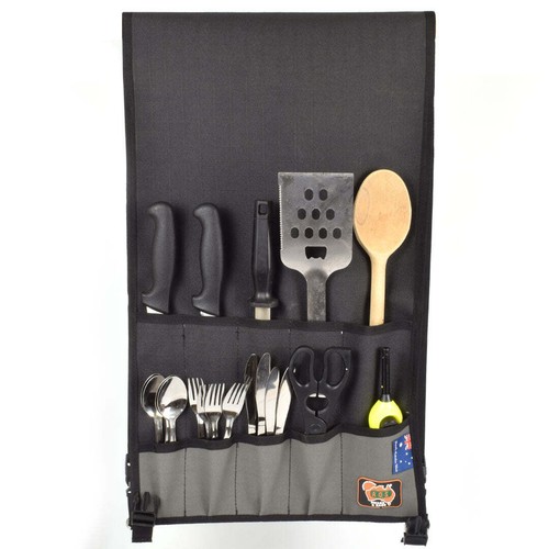 Hanging Camp Kitchen Utensil Organiser Caddy Aussie - Black Heavy Duty ...