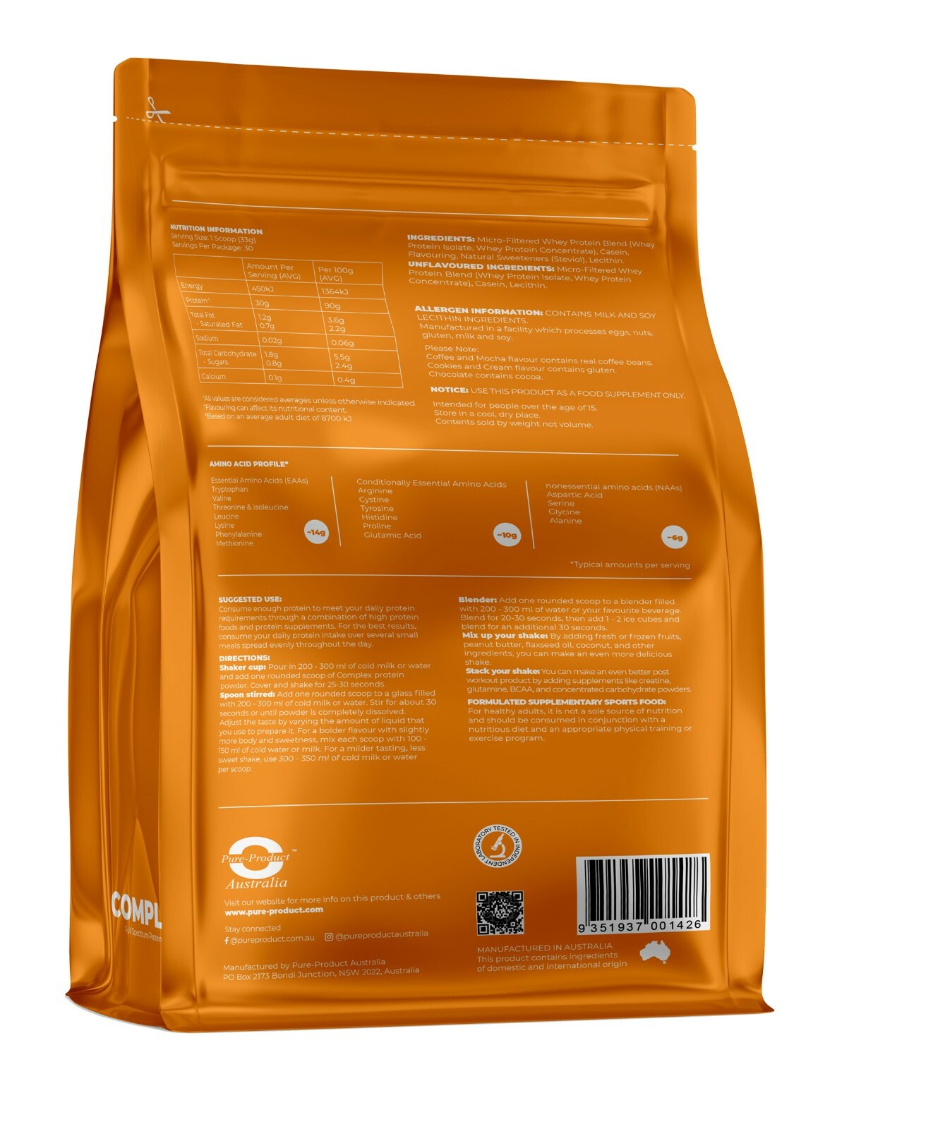 5KG Pure Complete Whey Protein Blend WPI/WPC/Casein Powder - CHOCOLATE ...